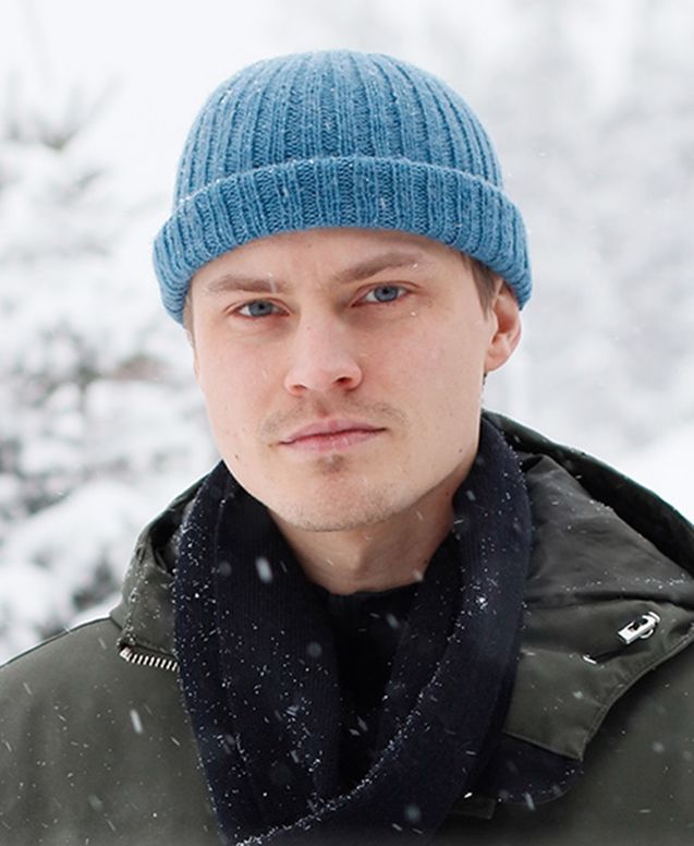 Bonnet homme tricoté à la main en laine 100 % alpaga