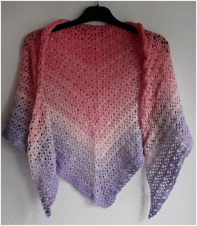 Châle fait main aux crochets en coton et acrylique